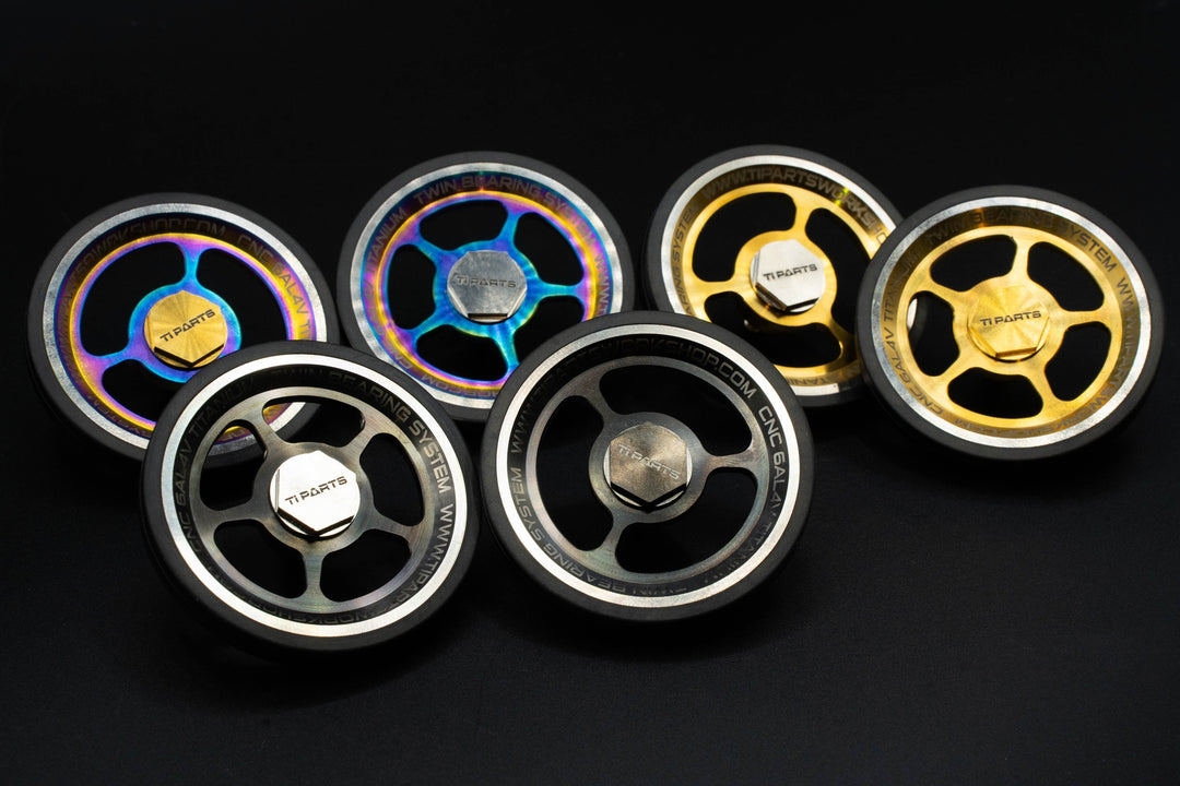 Ti Parts Workshop Titanium (Silver Ring) 66/77mm Easy Wheels for Bromp ...